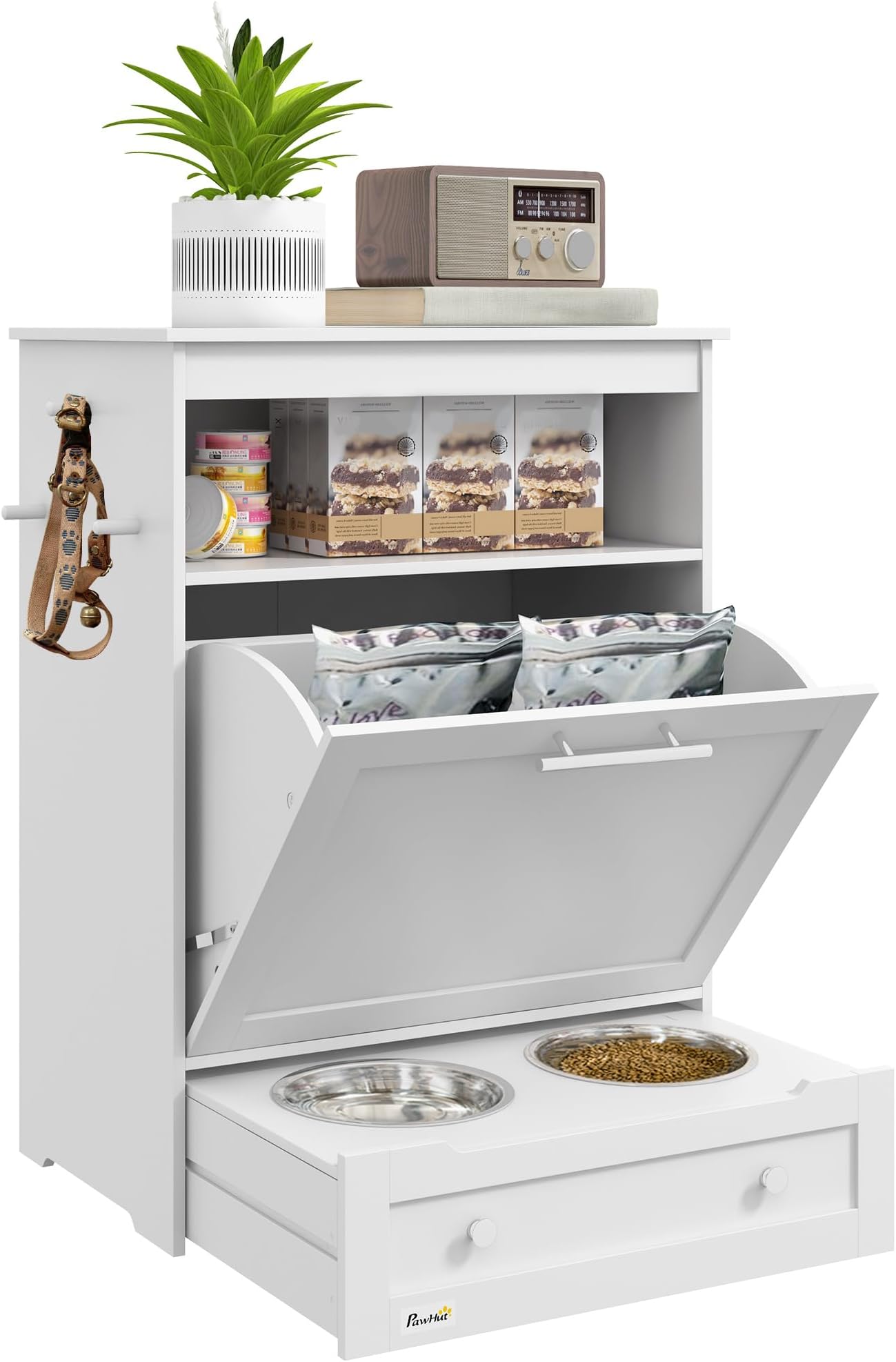 Amazon.com: PawHut Dog Feeding Station, Dog Food Storage Pet Feeder ...