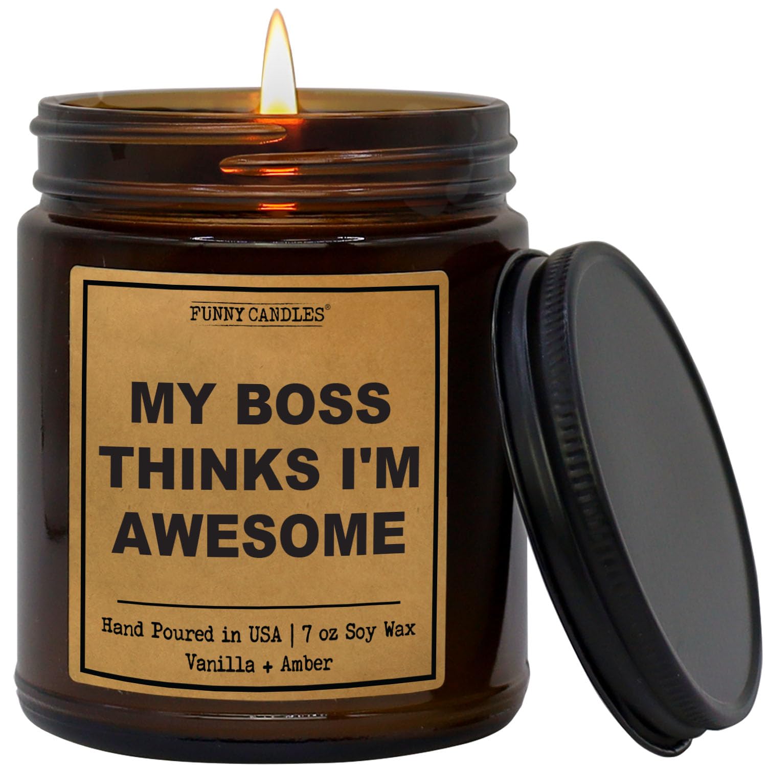 Amazon.com: Funny Candles My Boss Thinks I'm Awesome Scented Soy Candle ...