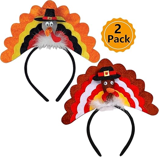 2Pcs New Thanksgiving Turkey Hat Head Buckle Cartoon Turkey Headband ...