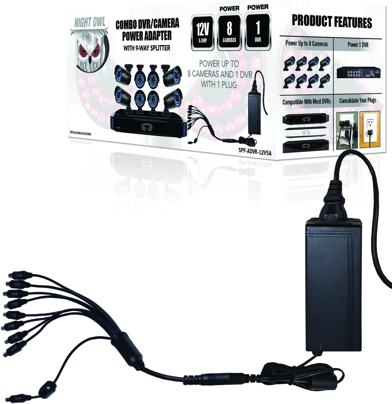 Amazon.com : Night Owl Security Combo DVR/Camera Power Adapter with 9 ...