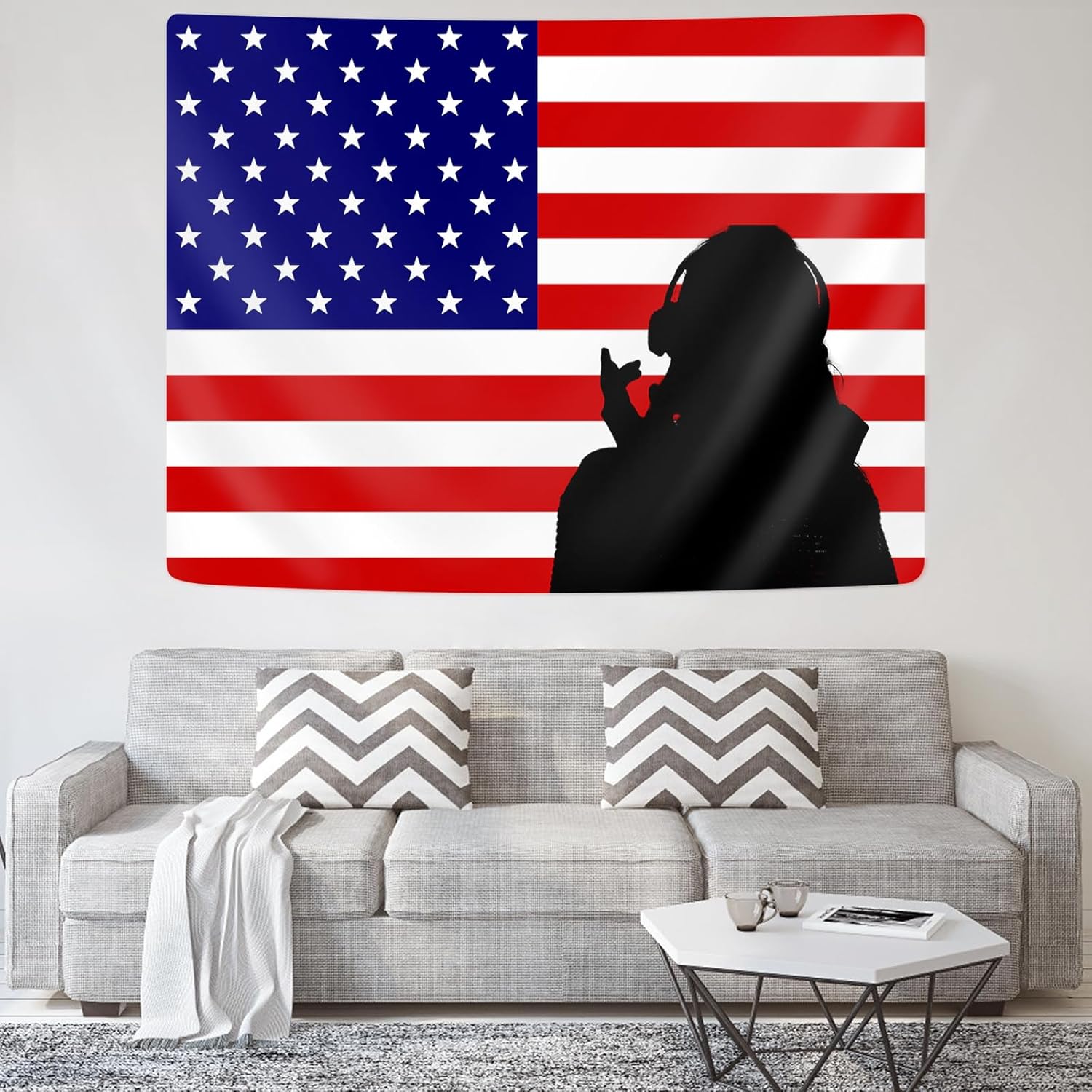 Amazon.com: Livole Custom American Flag Tapestry Upload Images ...