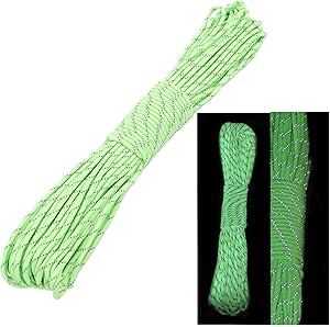 Amazon.com: Reflective Glow in The Dark Nylon Rope, 1/4 inch 6mm 100ft ...