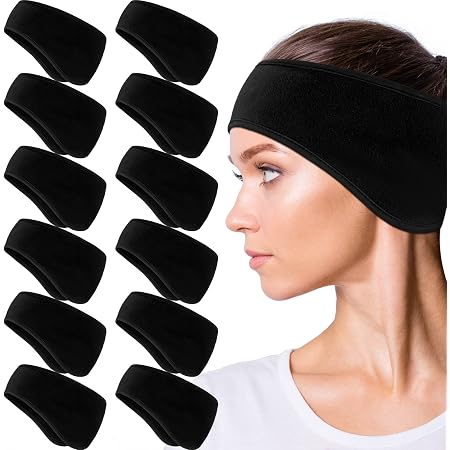 Amazon.com: 8 Pieces Ear Warmer Headbands with Buttons Fleece Muffs ...