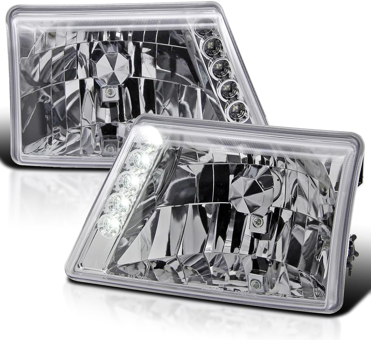 Amazon.com: Black Crystal Headlights With LED Strip Made For And ...