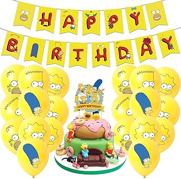 Simpsons Party Supplies, Simpson Birthday Party Set Includes Happy ...