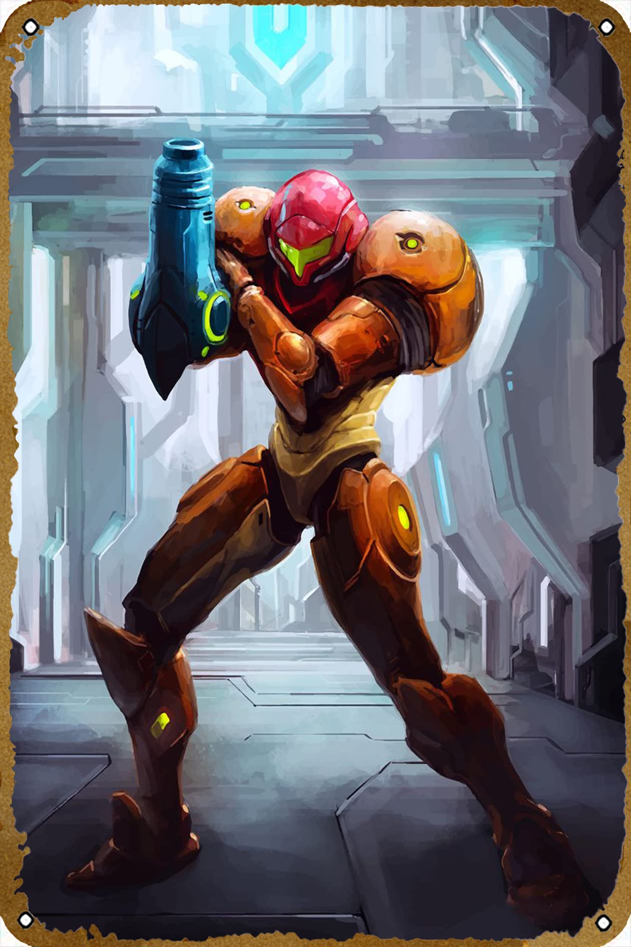 Amazon.com : Metroid Samus Poster Retro Metal Tin Vintage Sign 12 X 8 ...