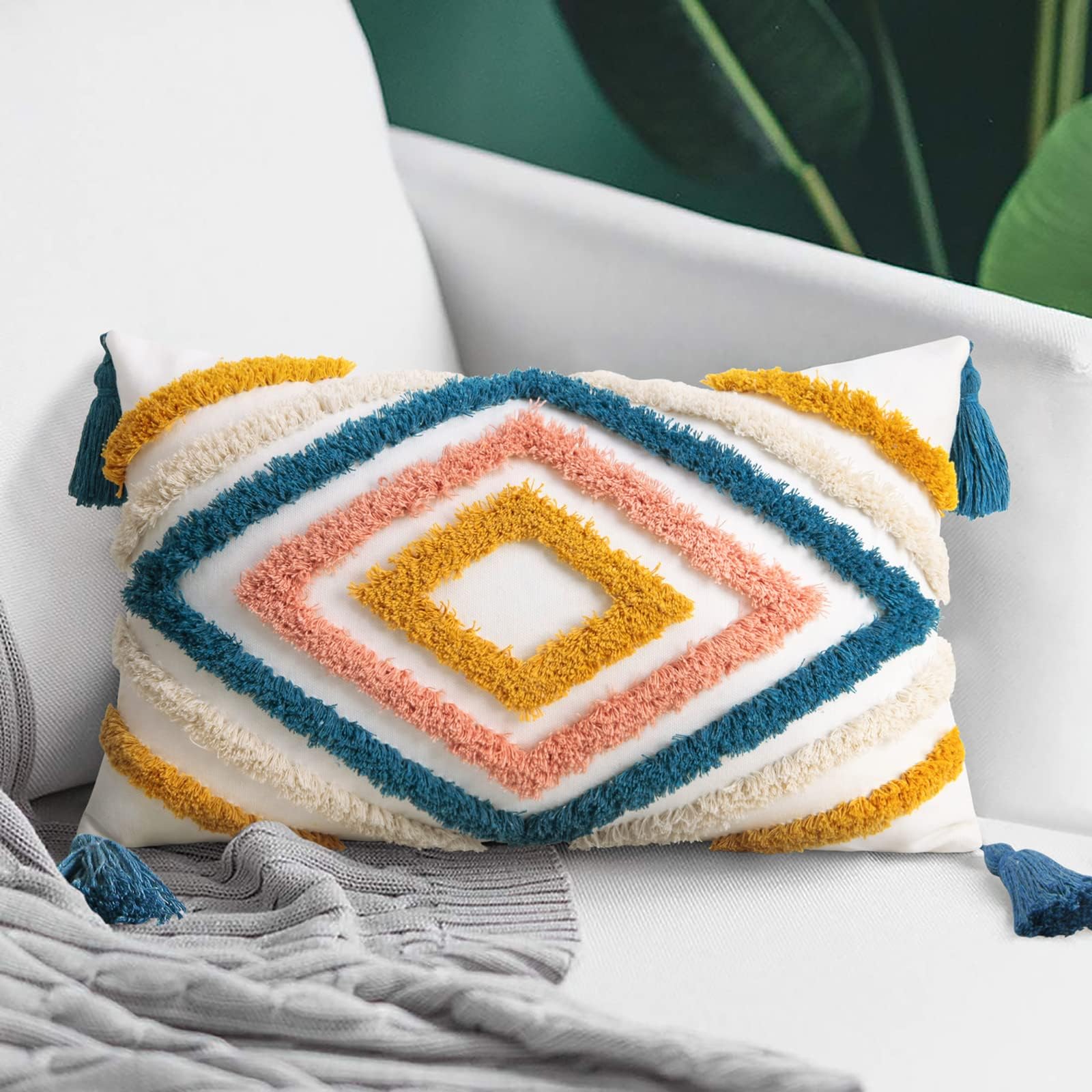 Amazon.com: Merrycolor Boho Lumbar Throw Pillow Cover 12x20 inch ...