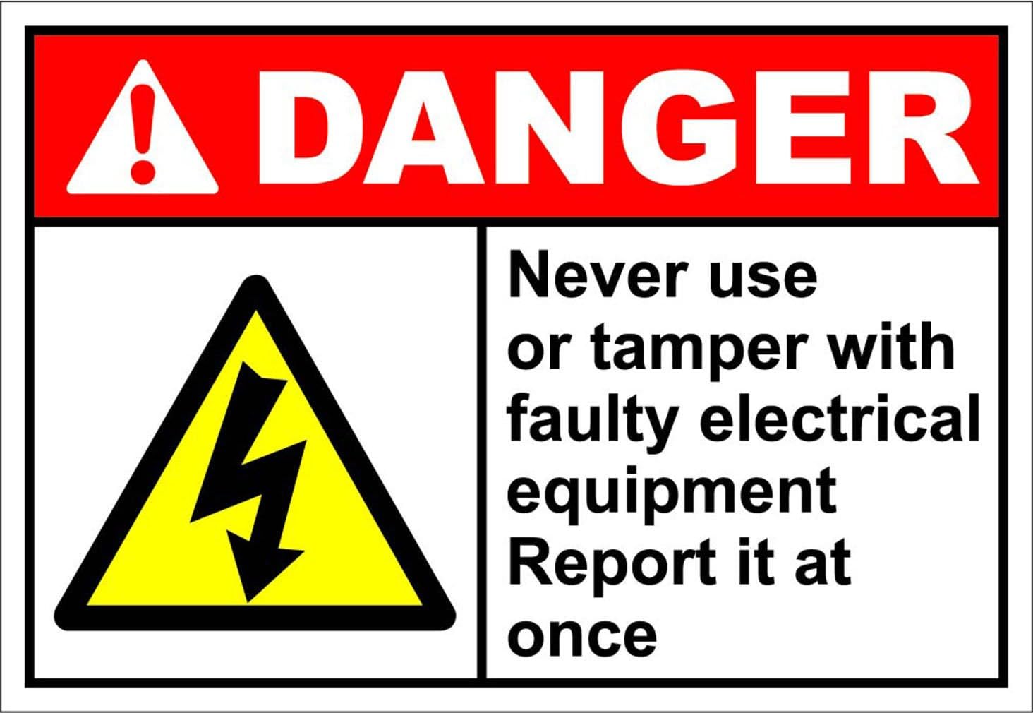 Amazon.com: Never Use Or Tamper with Faulty Equipment Danger OSHA/ANSI ...