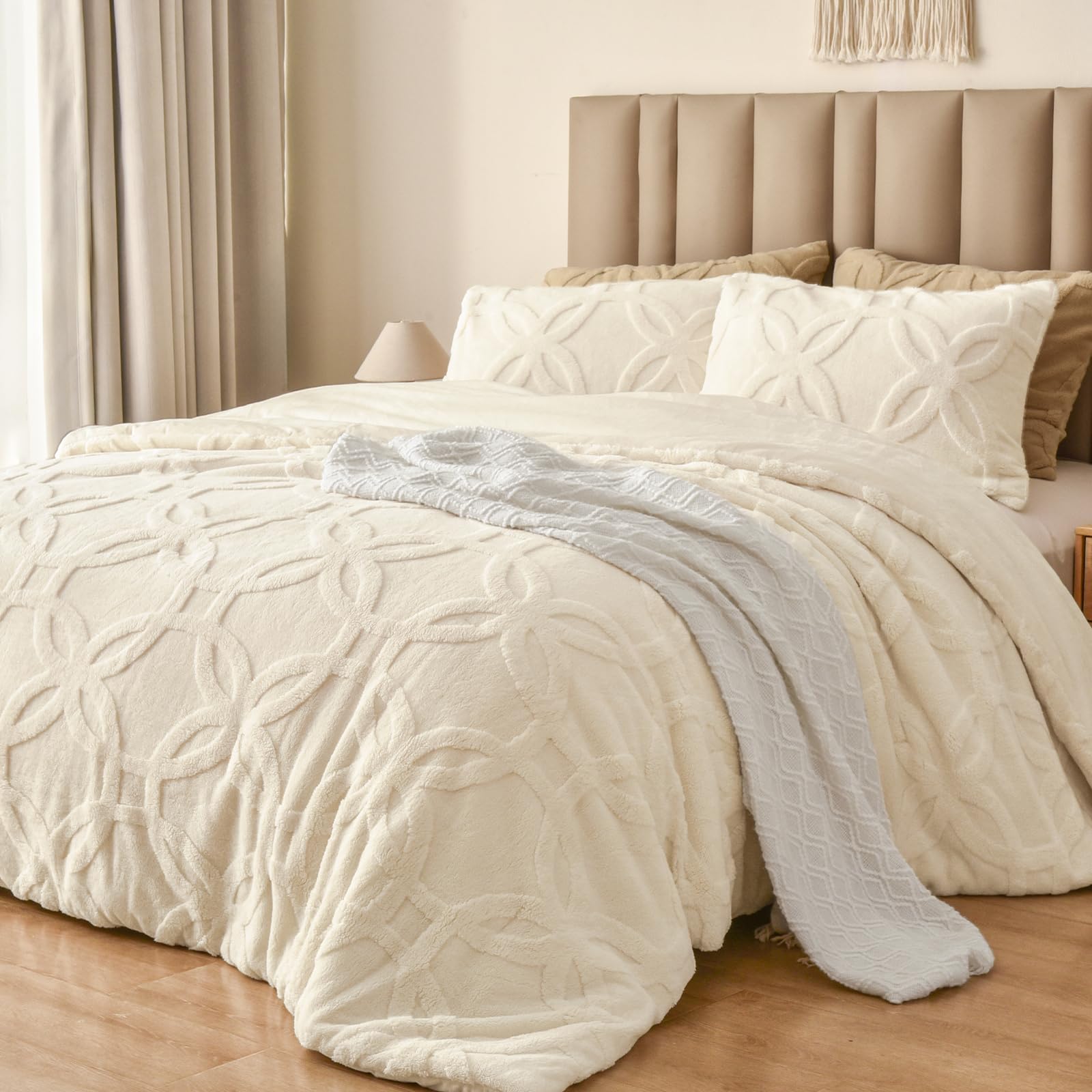 Amazon.com: PHF 3 Pieces Sherpa Fleece Comforter Set King Size, Super ...