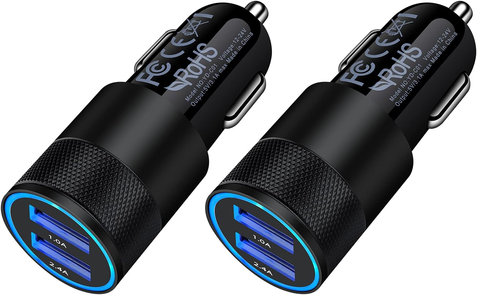 Amazon.com: 2Pcs 66W Fast USB Car Charger Fast Charge with Voltmeter ...