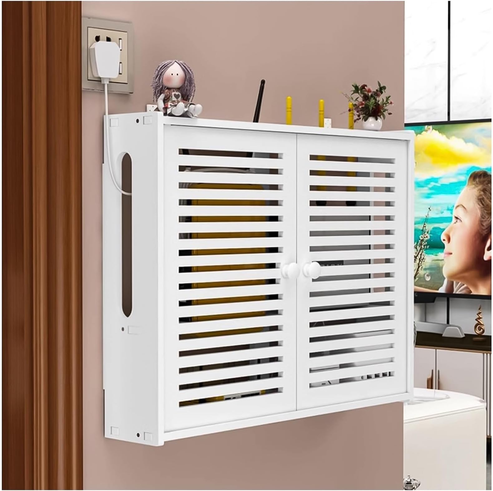 Spacesea Router Schrank,Kabellos WiFi Router Aufbewahrungsbox ...