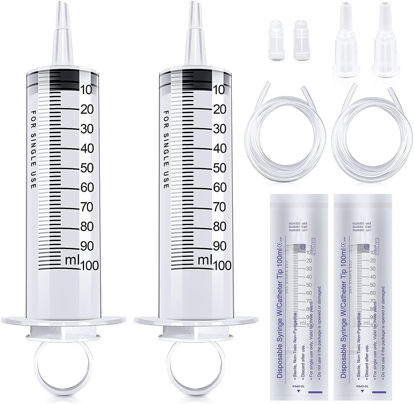 2 Pack 100ml Large Syringes with 100cm Tube for Oil Fluid Suction ...