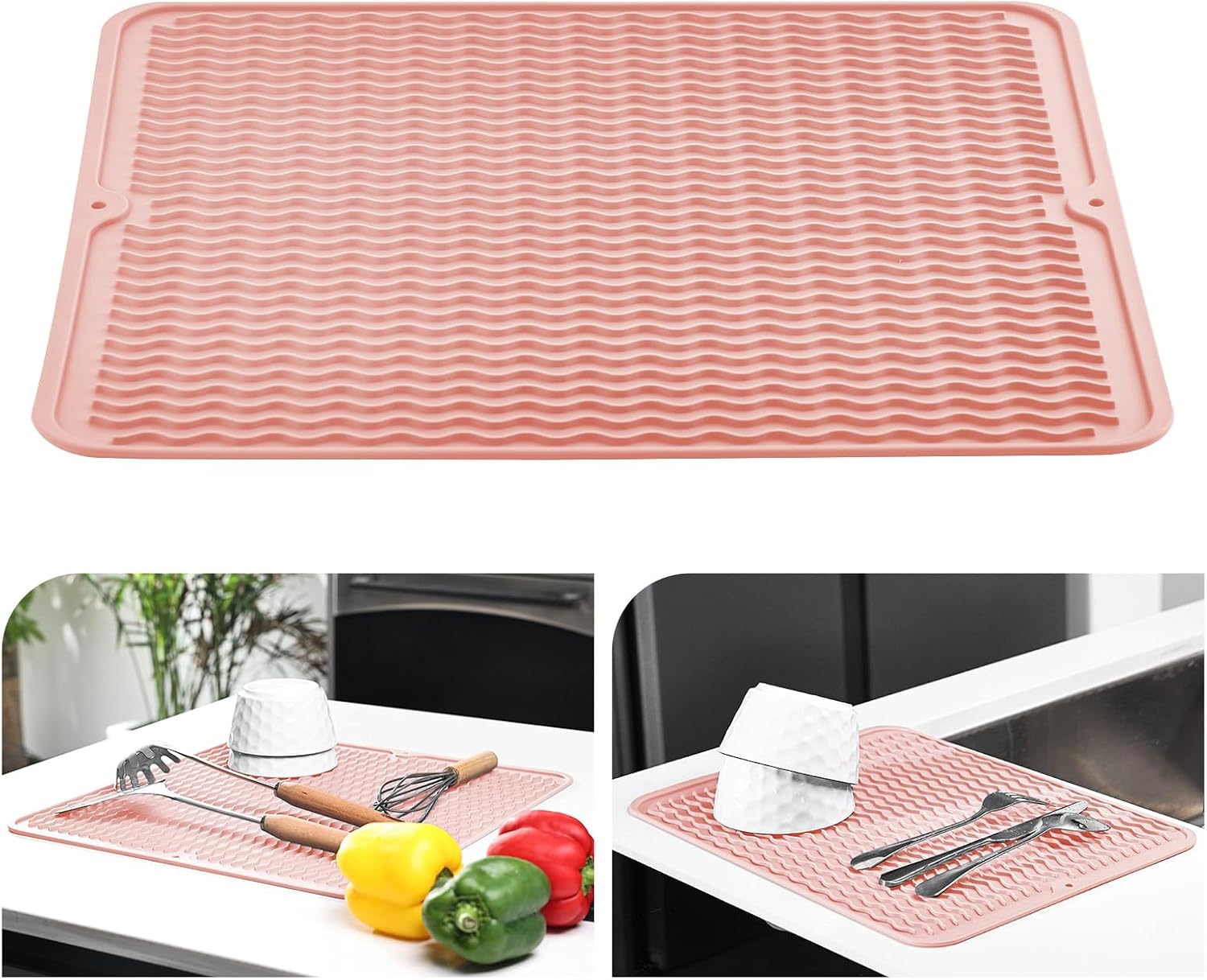 KitchenRaku Dish Drying Mat, Silicone Draining Board Mat, Heat ...