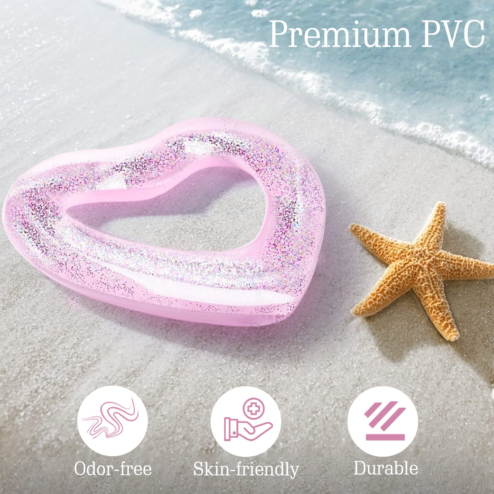 Snapklik.com : Pool Floats, Adult Size Heart Inflatable Pool Floatie ...