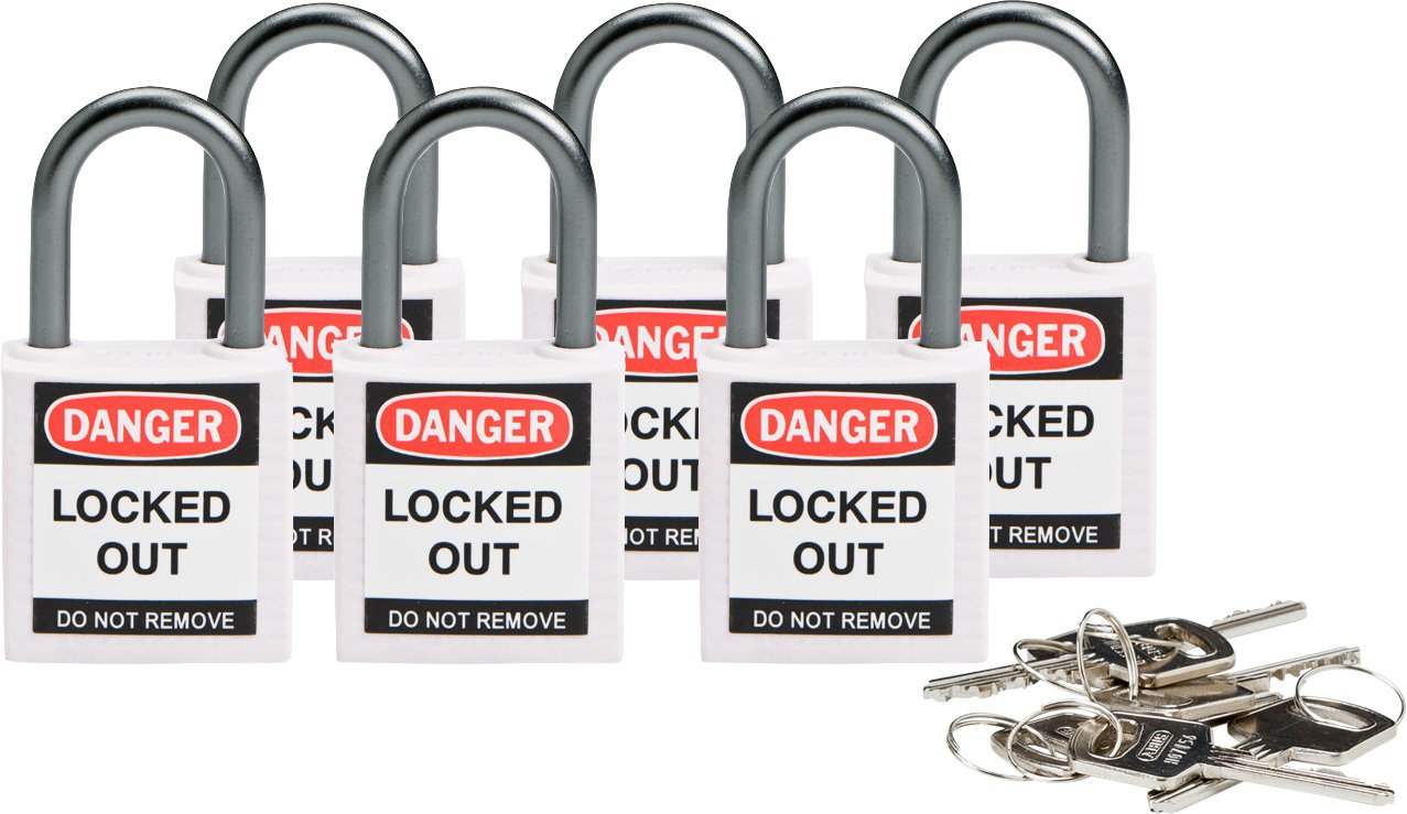 Brady 118966 White, Brady Compact Safety Lock - Keyed Alike (6 Locks ...