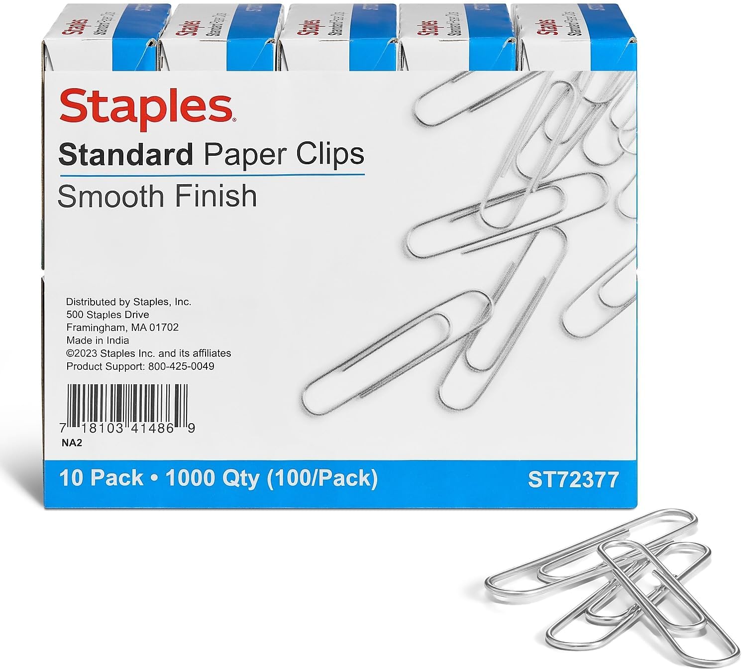 Amazon.com: Staples Paper Clips, 1.25 Inch, Heavy-Duty Standard Smooth ...