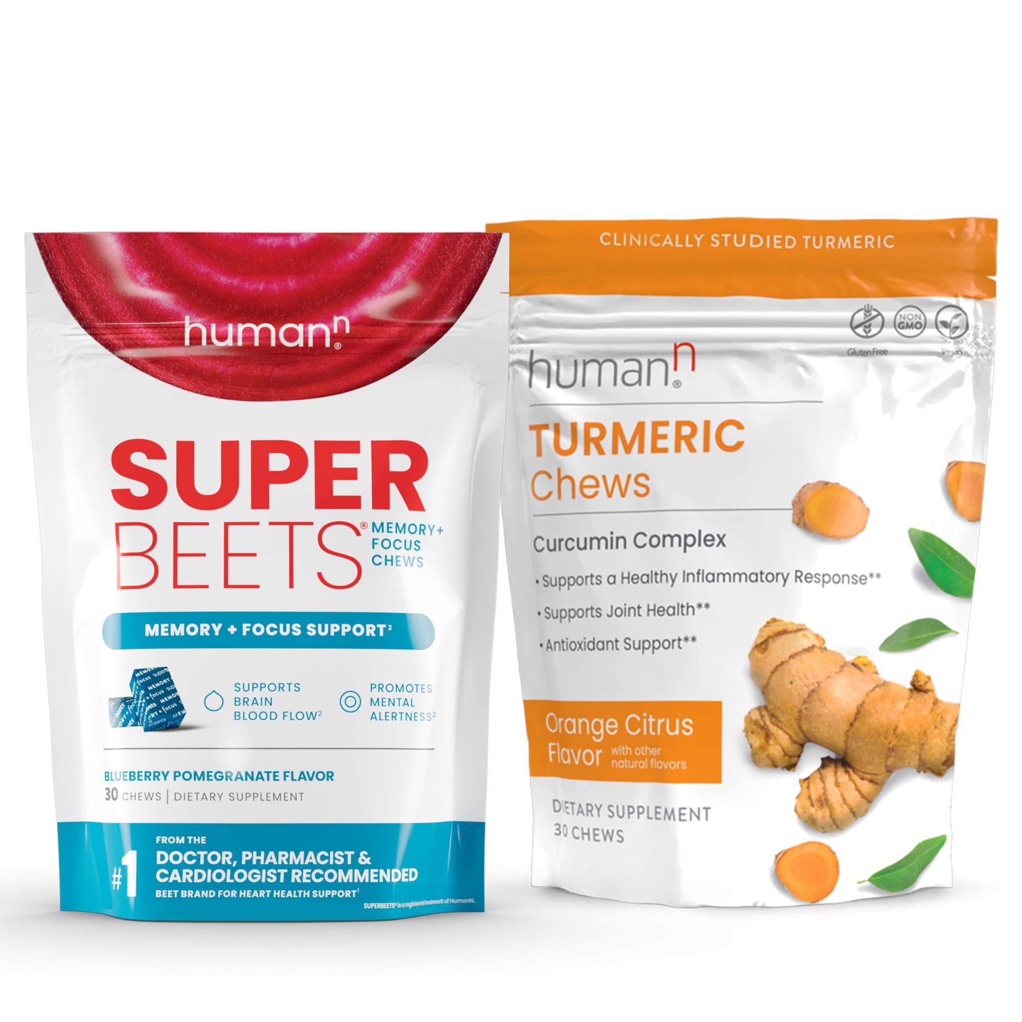 Amazon.com: humanN SuperBeets Memory + Focus Chews & Turmeric Chews ...