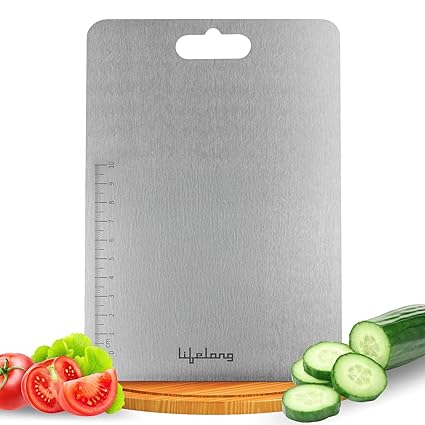 Buy Lifelong Stainless Steel Chopping Board for Kitchen with Anti-Skid ...