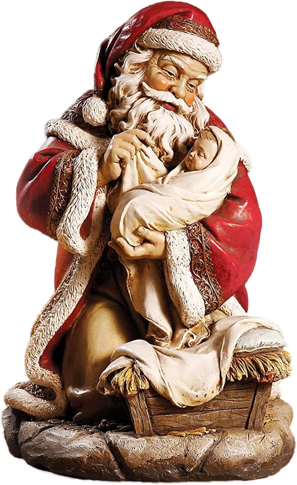 Amazon.com: Napco 16 Inch Tall Resin Santa Claus with Baby Jesus ...