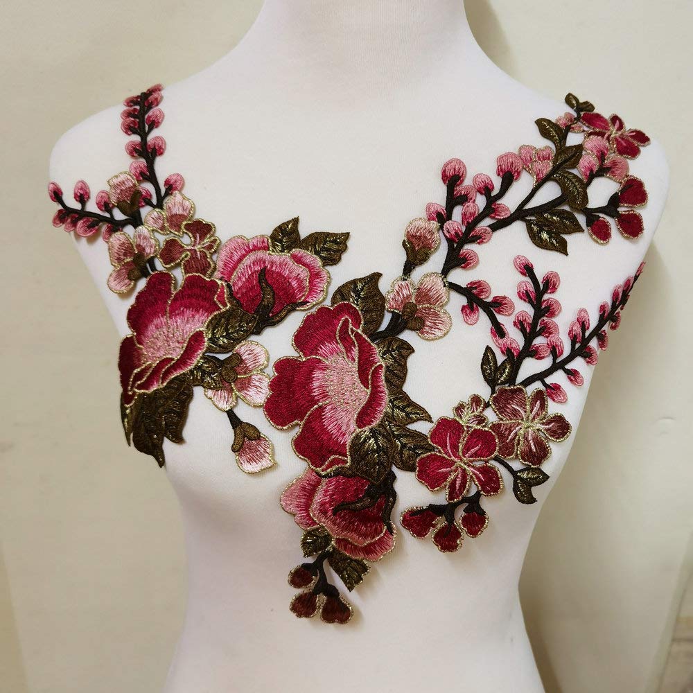 Amazon.com: 3pcs Flower Patch Embroidered Garment Appliques Sew on ...