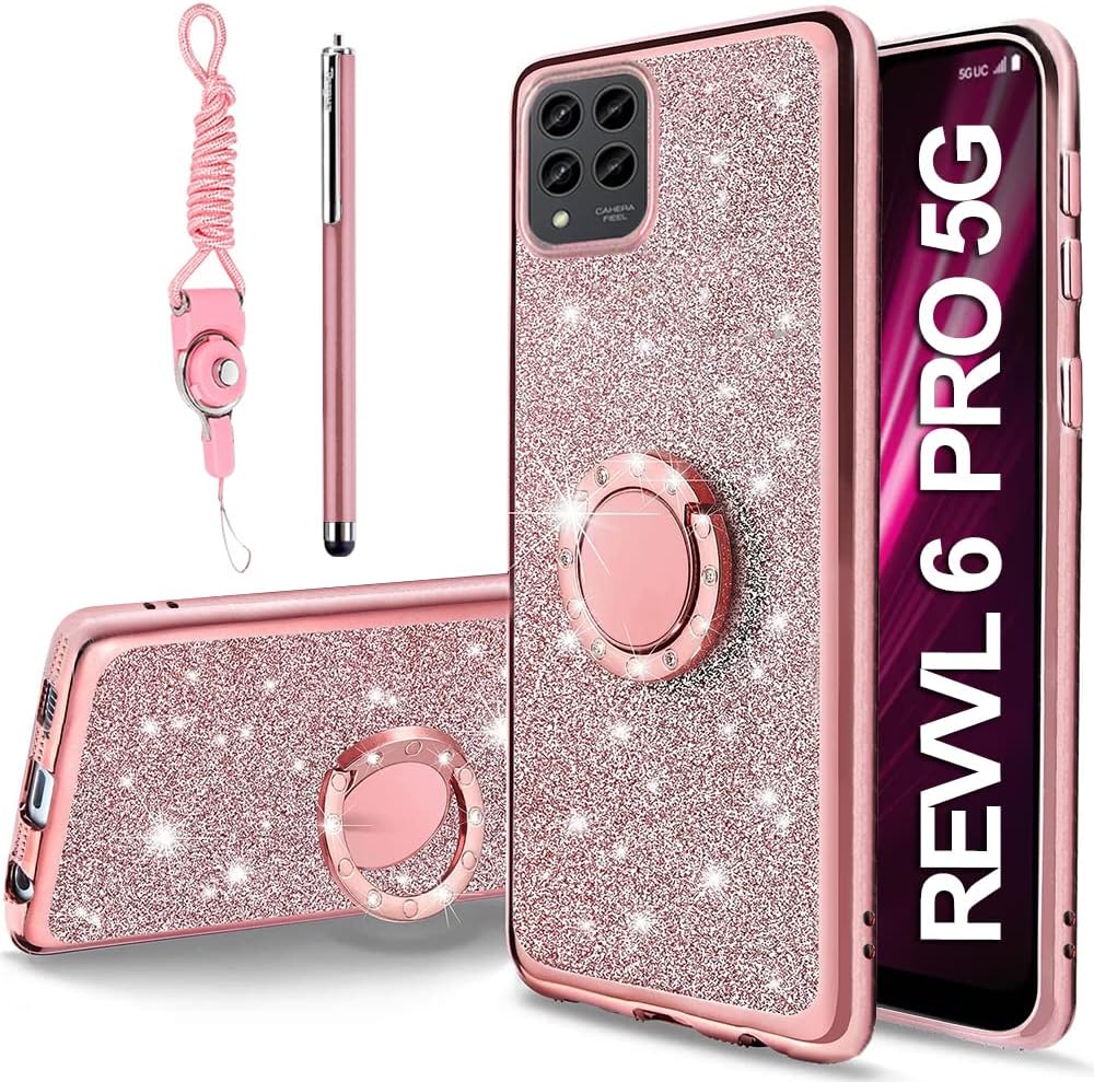 Amazon.com: B-wishy Revvl 6 Pro 5G Glitter Butterfly TPU Slim Case ...
