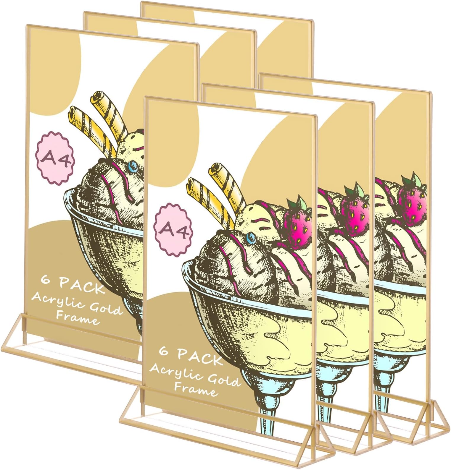 DAJAVE 6 Pcs A4 Display Stand Gold A4 Acrylic Sign Holder A4 Poster ...