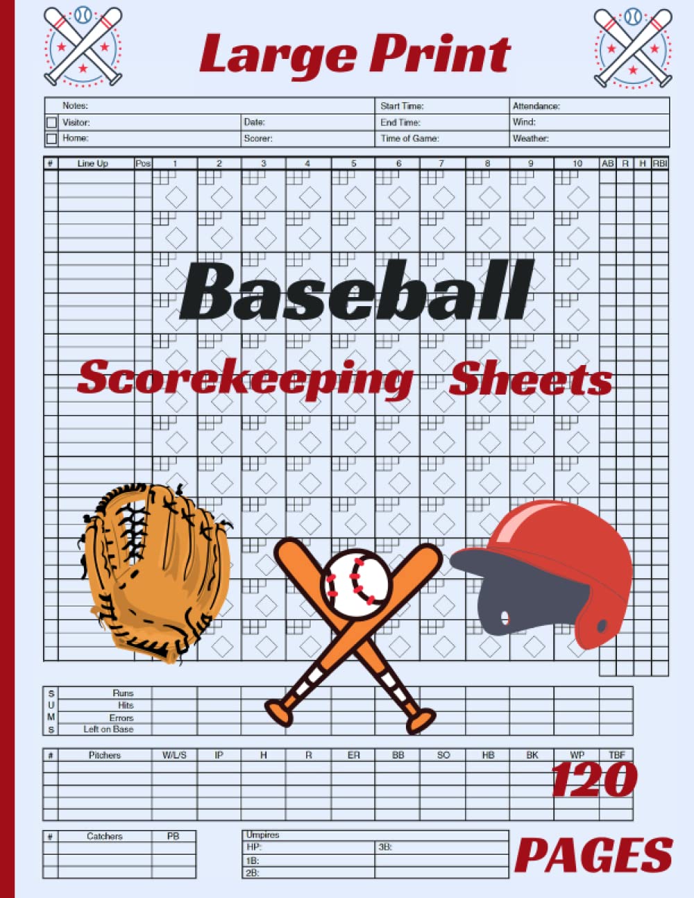 Amazon.com: Large Print Baseball Score Sheets: Stats & Score Keeping ...