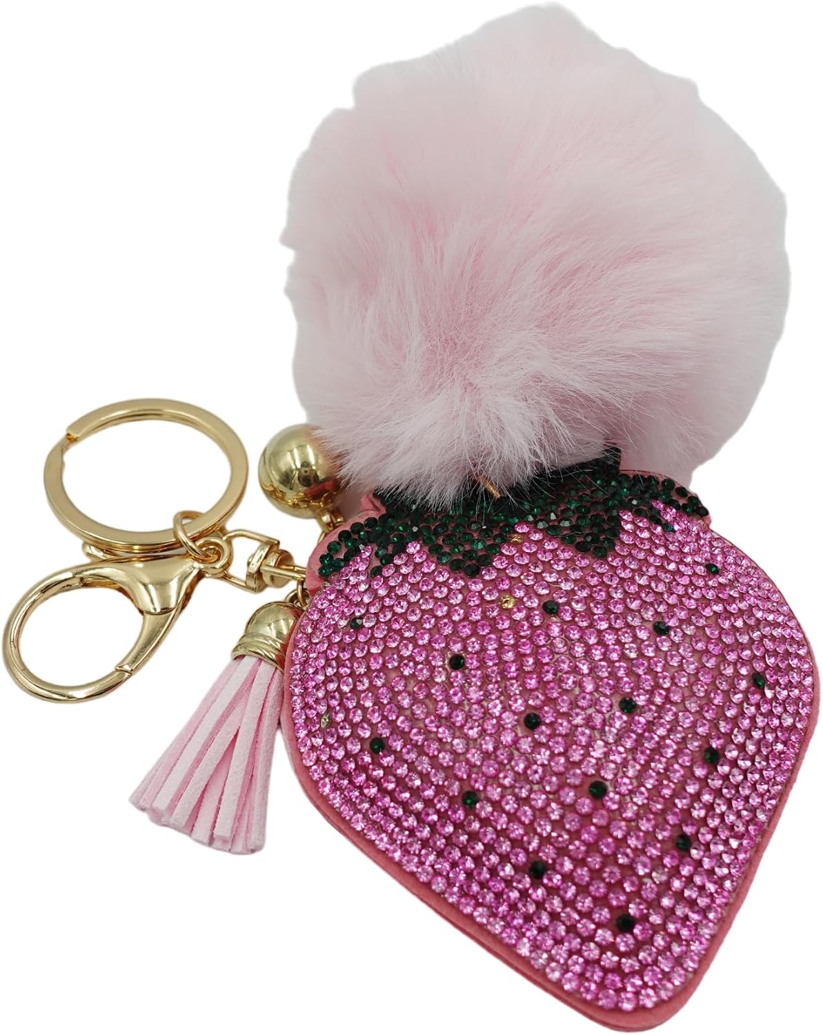 PeppermintOne Pink Strawberry with Faux Fur Fluffy Pom Pom Drop ...