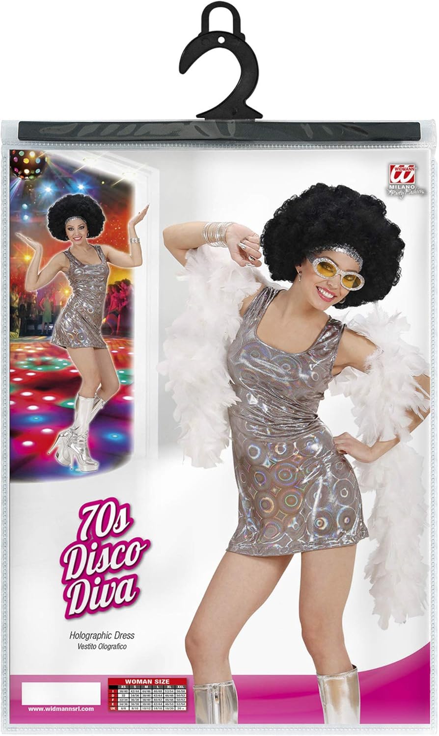 Ladies Holographic 70s Disco Diva Costume Small UK 8-10 for 1970s Fancy ...