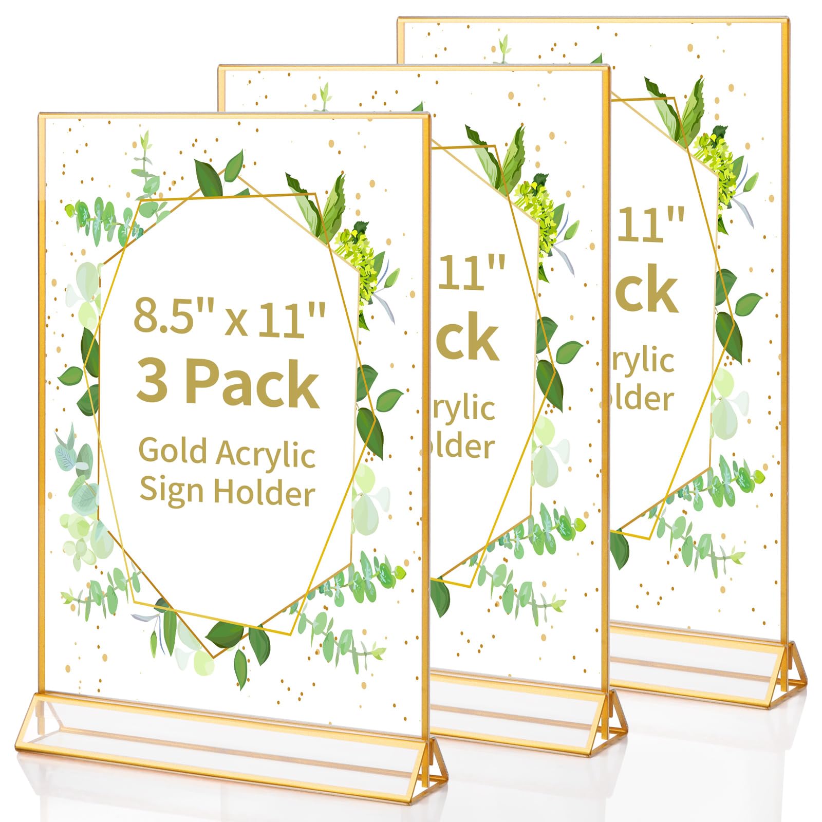 Snapklik.com : Gold Acrylic Sign Holder 8.5 X 11 Inch, 3 Pack Wedding ...