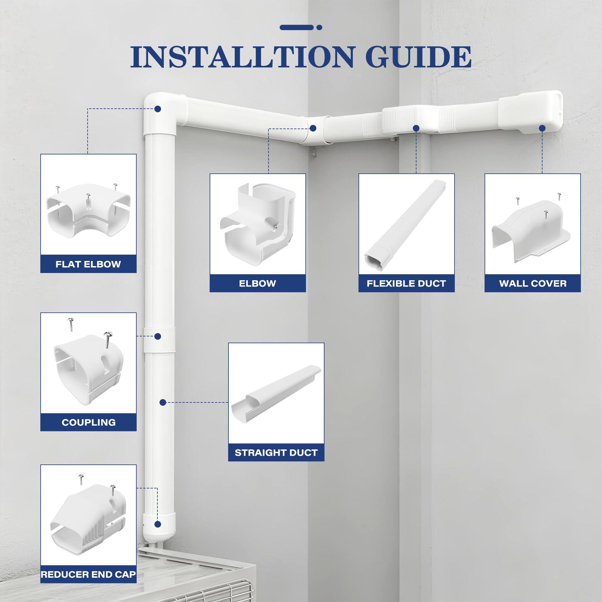 Snapklik.com : 25Ft Mini Split Line Set Cover 4" PVC Line Cover Kit For ...