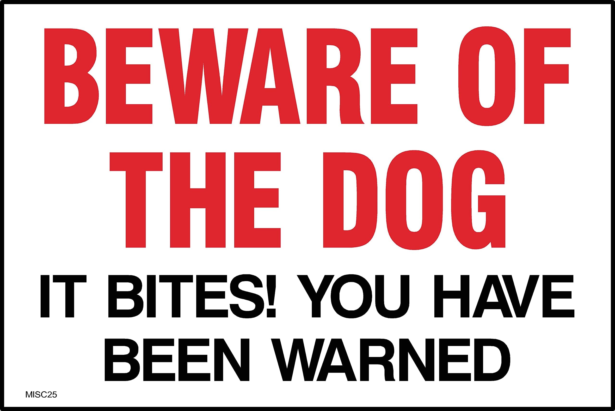 Beware of the Dog It Bites Sign - 200mm x 150mm - Self Adhesive Sticker ...