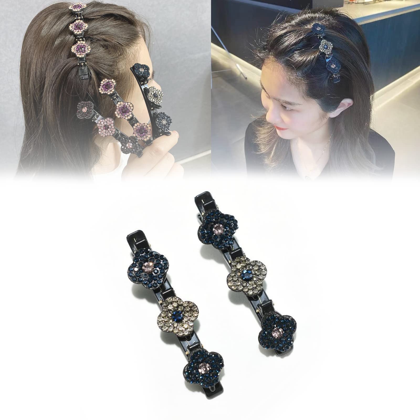 Amazon.com: chiLUER Three Flower Side Hair Clip - Satin Fabric Hair ...