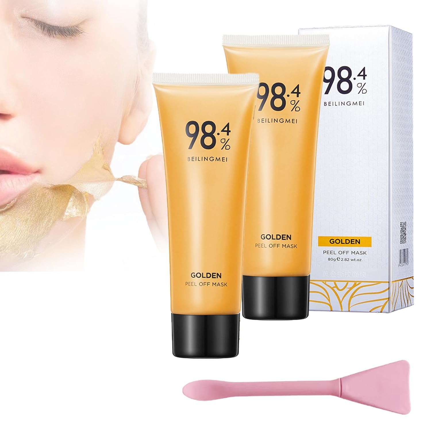 Amazon.com: NEWUREHO 2 Pack 98.4% Gold Peel Off Mask, Golden ...