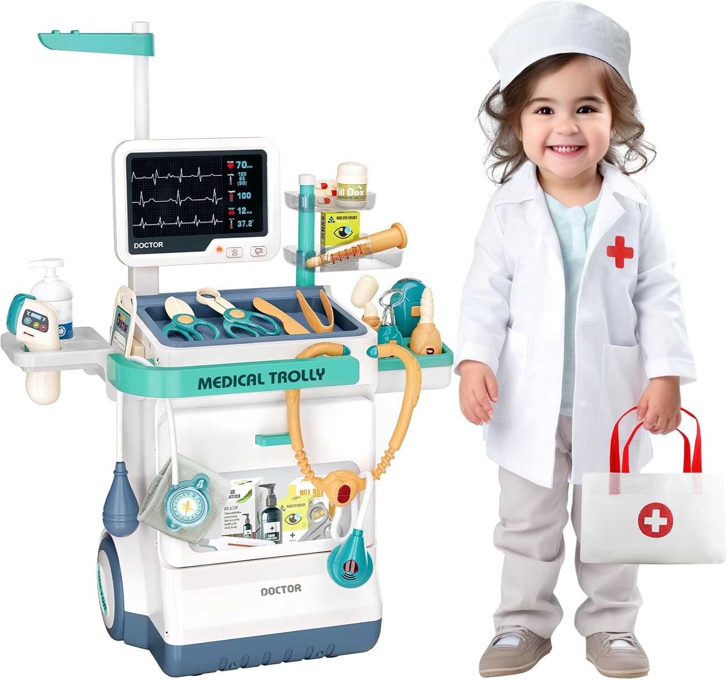 Amazon.com: Jovow Doctor Kit for Kids, Pretend Medical Station Set for ...