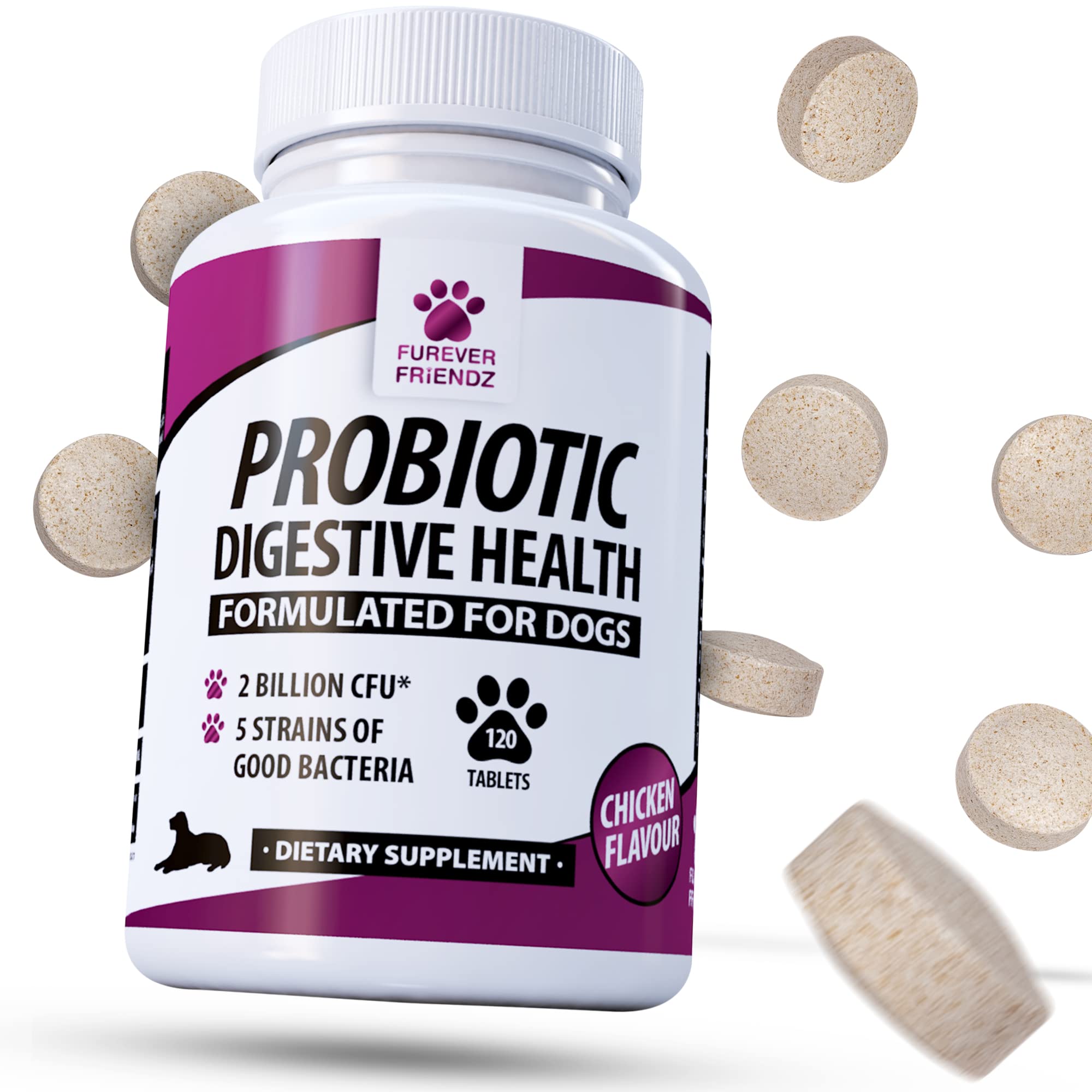 Pet Probiotics for Dogs Tablet – Chicken Flavour Dog Digestive ...