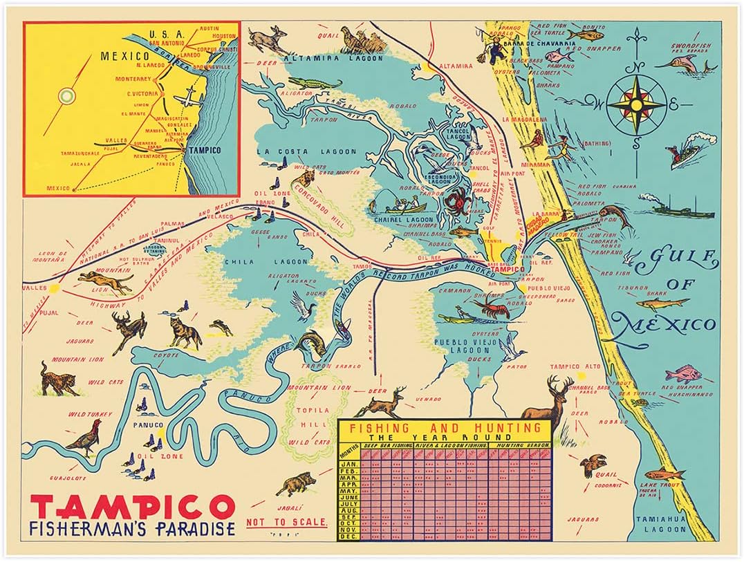 Amazon.com - Antiguos Maps Tampico Tamaulipas Mexico circa 1942 ...