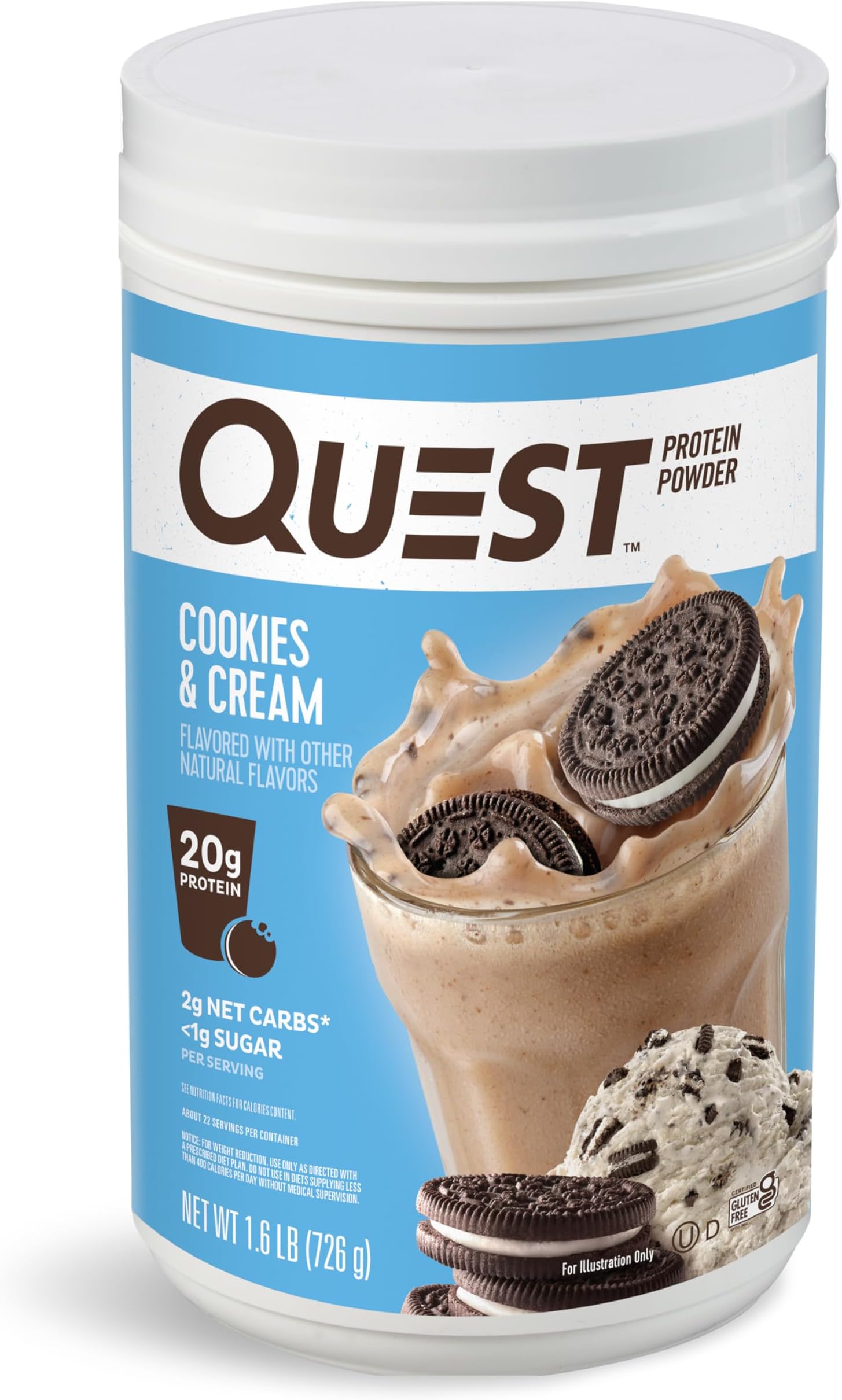 Amazon.com: Quest Nutrition Cookies & Cream Protein Powder, 20g Protein ...