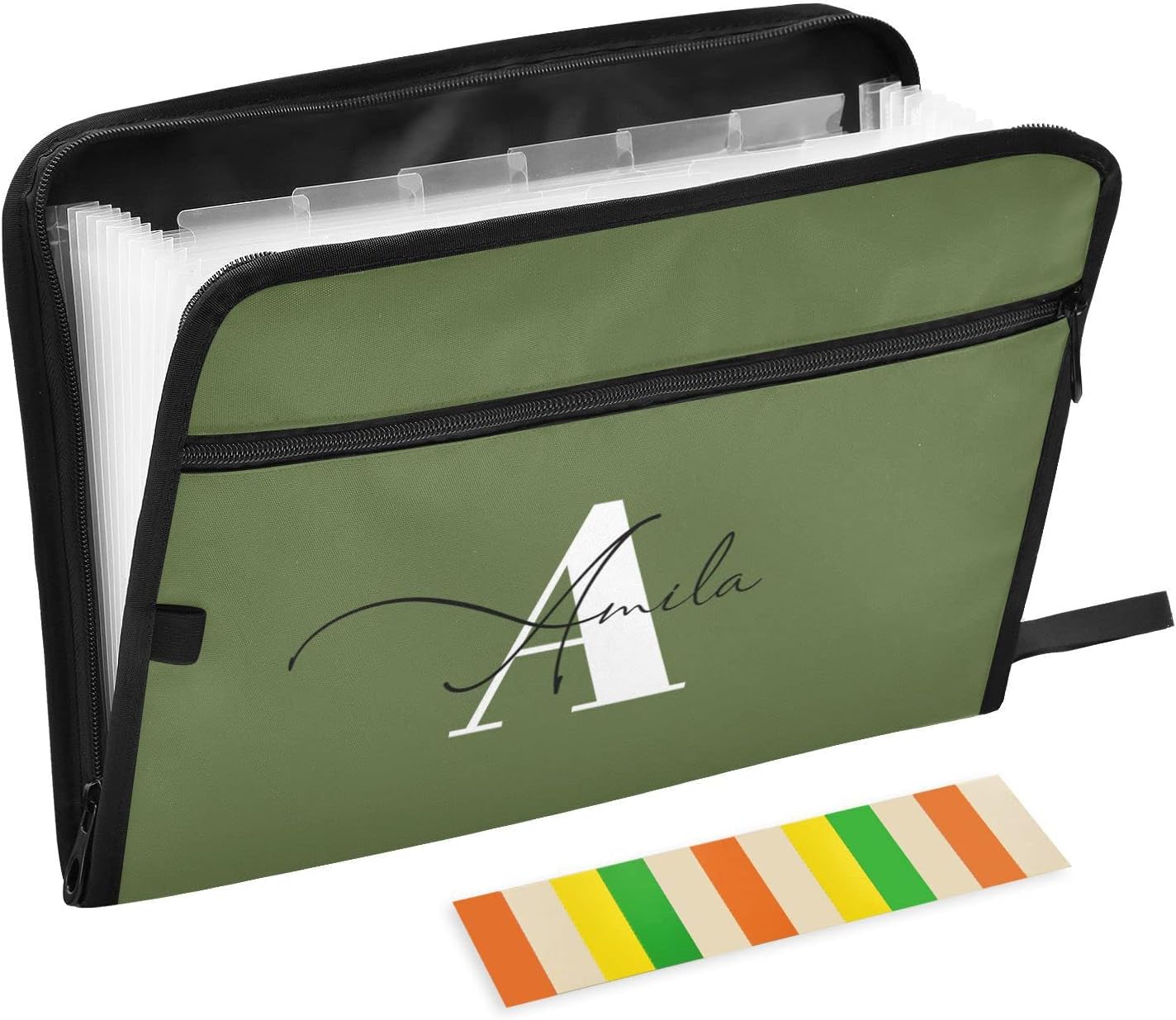 Amazon.com : Olive Green Custom Expanding File Folder Personalized ...