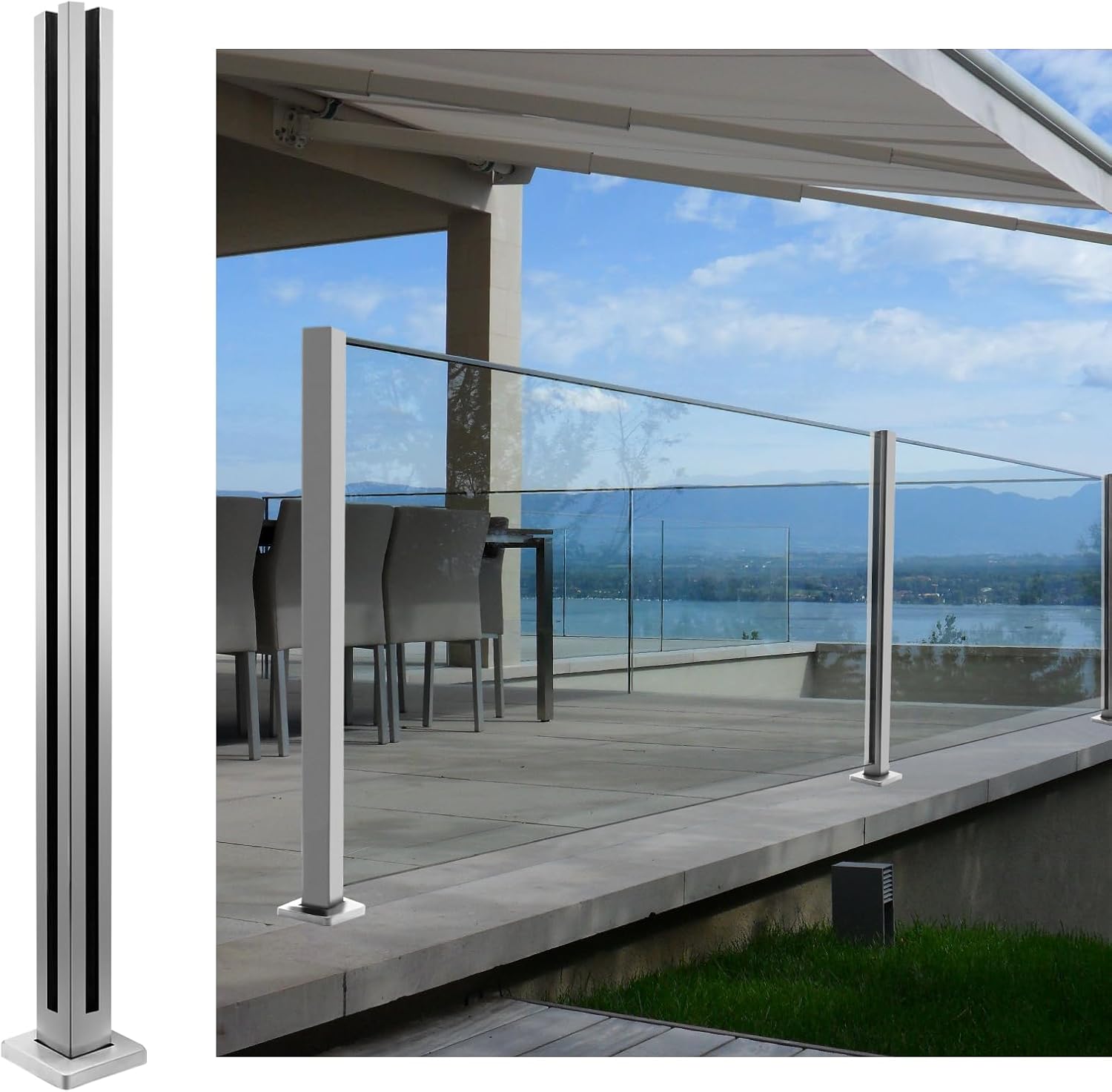 ITeVe.GD Glass Balustrade Post System - Corner Post - 35.8inch Sliver ...