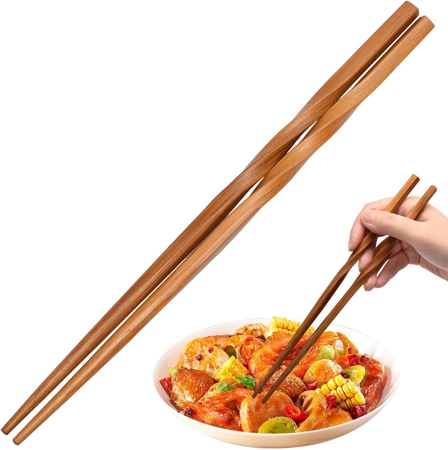 Amazon.com: Wooden Chopsticks Set - 24cm Long Reusable Wooden Sticks ...