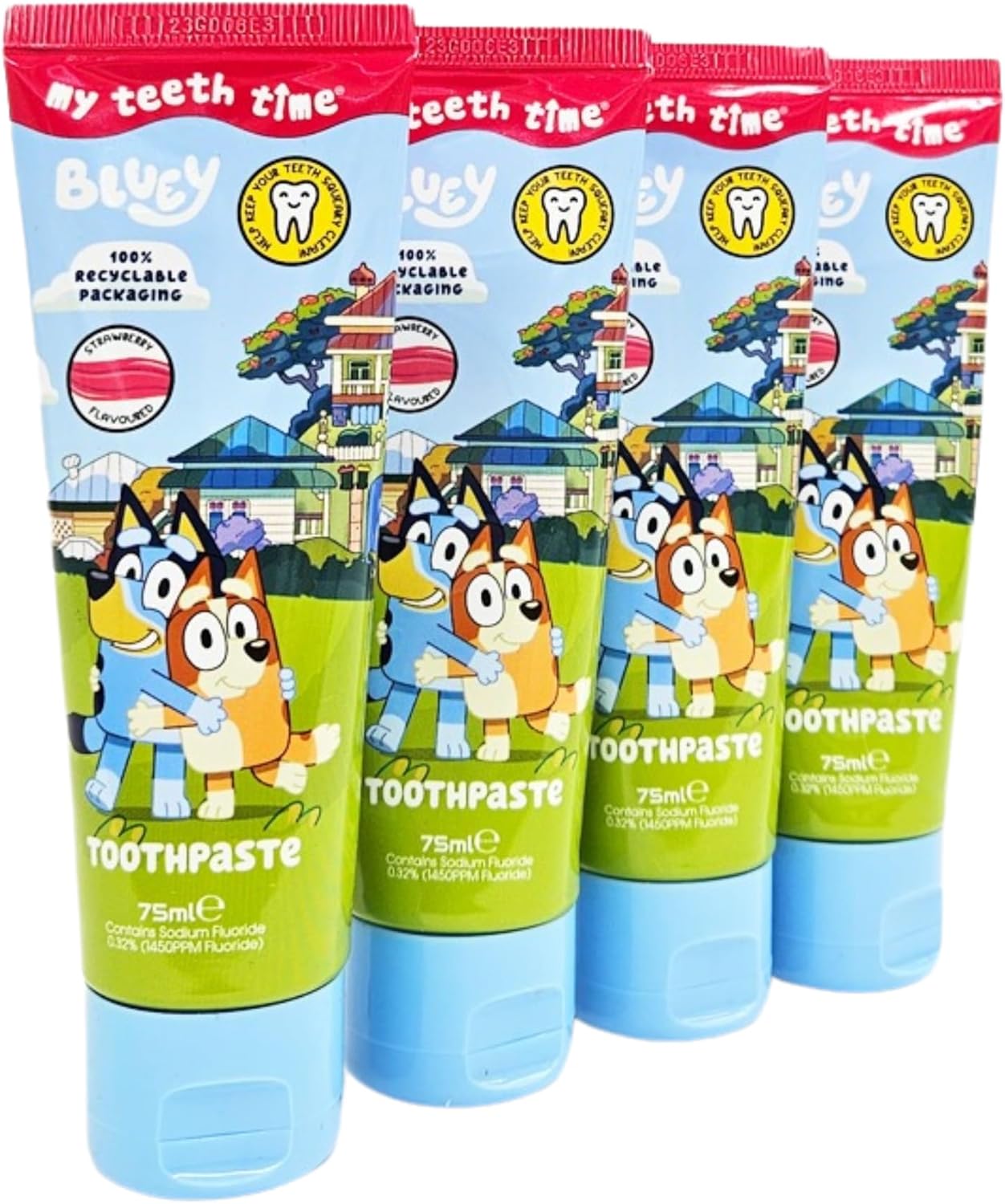 Kids Bluey Toothpaste: Fluoride Protection, Strawberry Flavor, Sugar ...