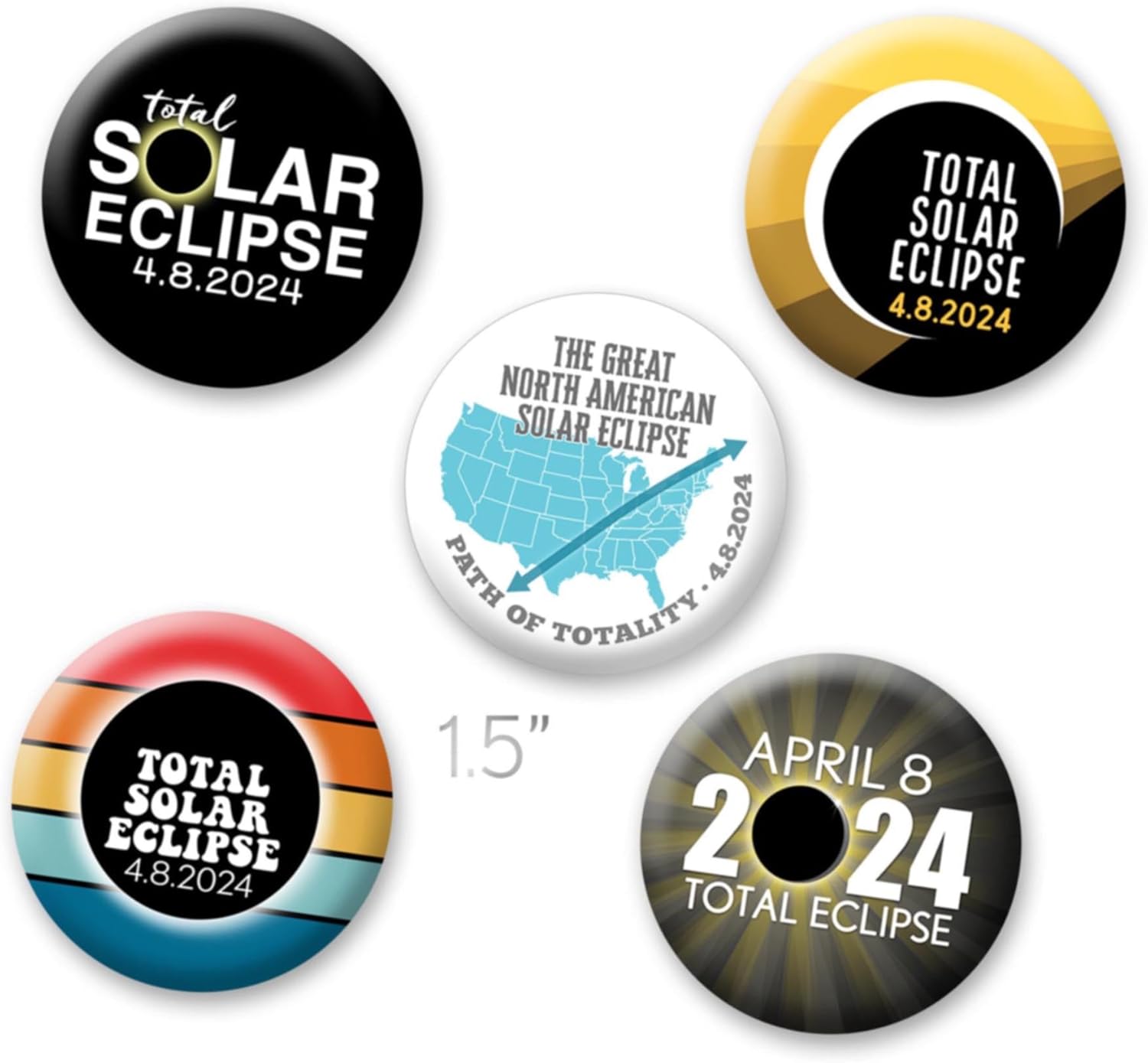 Total Solar Eclipse 2024 Buttons - Pack de 12 Pins Maroc | Ubuy