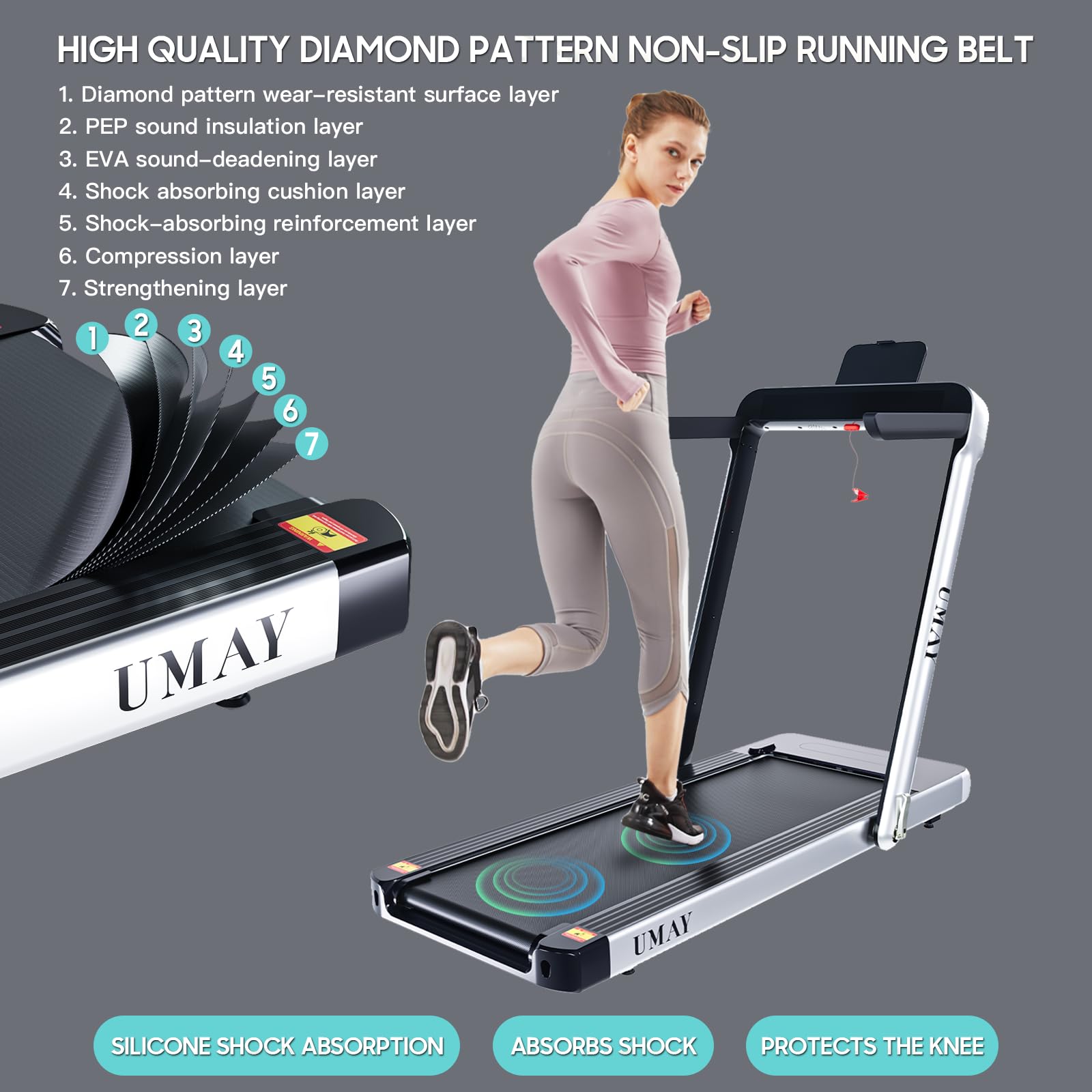 Snapklik.com : UMAY Foldable Treadmills For Home, 2 In 1 Walking Pad ...