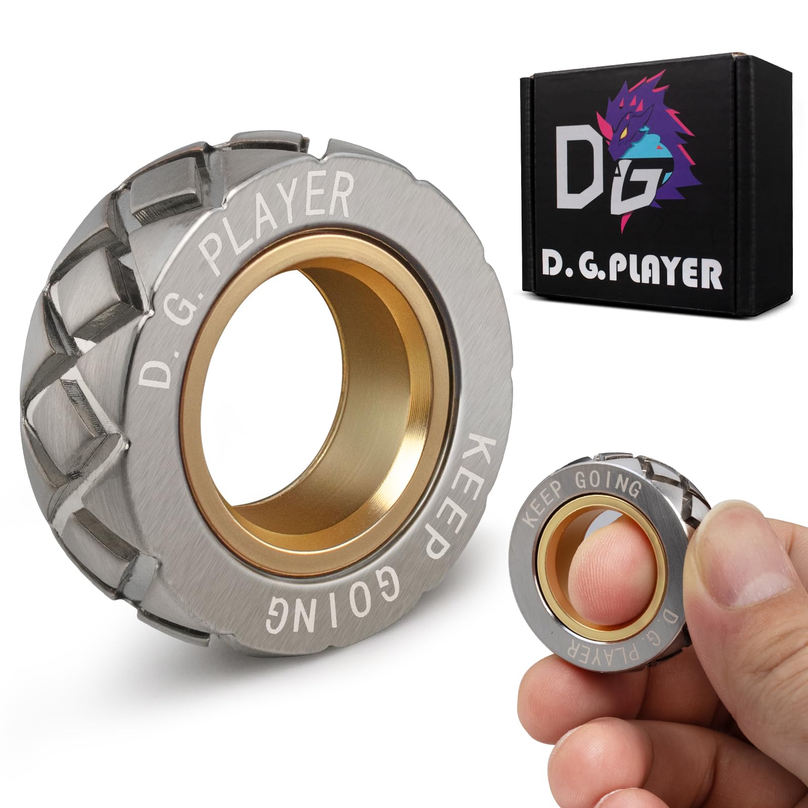 Amazon.com: D.G.PLAYER Metal Fidget Ring - Adjustable Spinner Ring ...