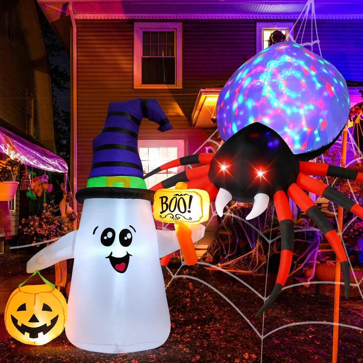 Amazon.com: GOOSH 5 FT Halloween Inflatable Spider and 5 FT Halloween ...