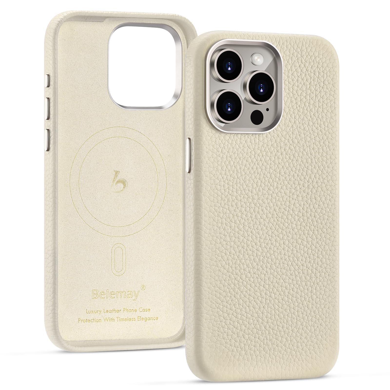 Amazon.com: Belemay Leather Case for iPhone 15 Pro - MagSafe & Wireless Charging Compatible ...
