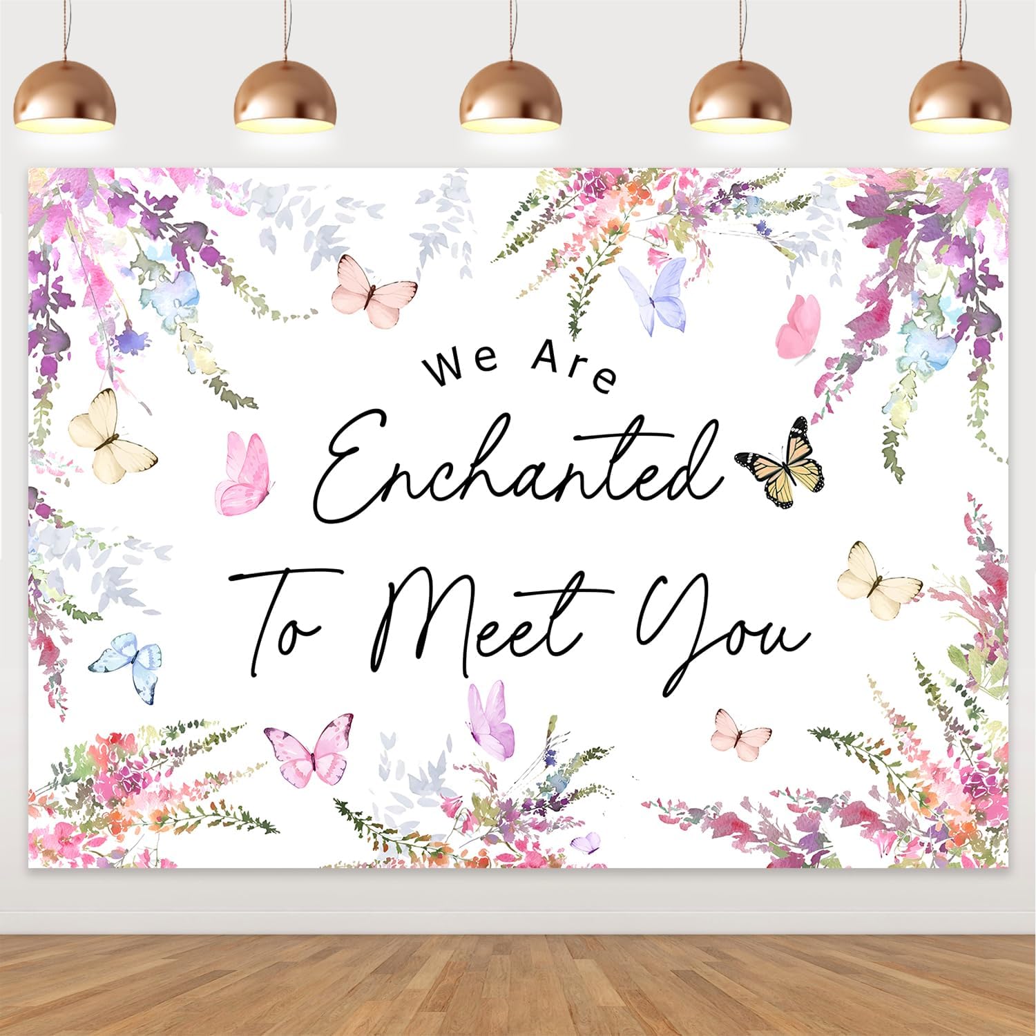 Amazon.com : We are Enchanted to Meet You Backdrop Purple Floral ...