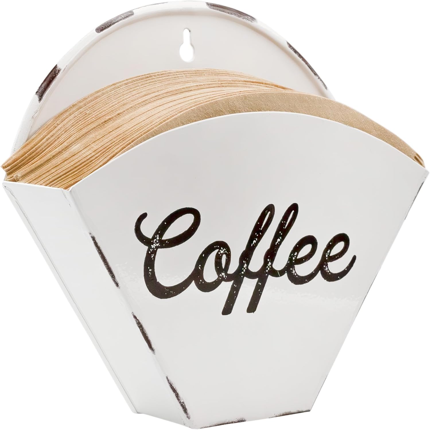 AuldHome Emaillierter Kaffeefilterhalter (weiß, kegelförmig ...