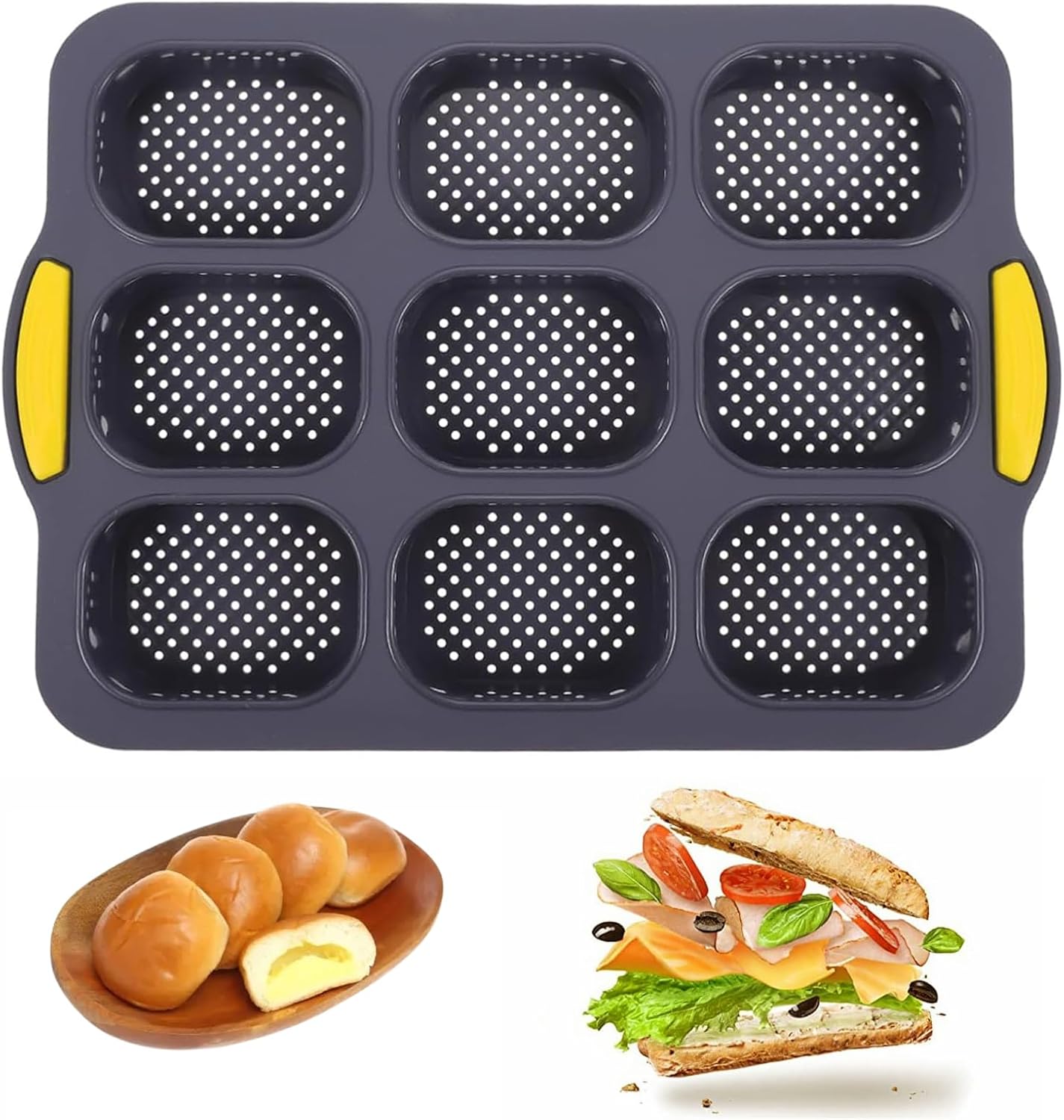 Amazon.com: MUJUZE Mini Loaf pan, 9 Cavity Silicone Bread Pan Mini ...